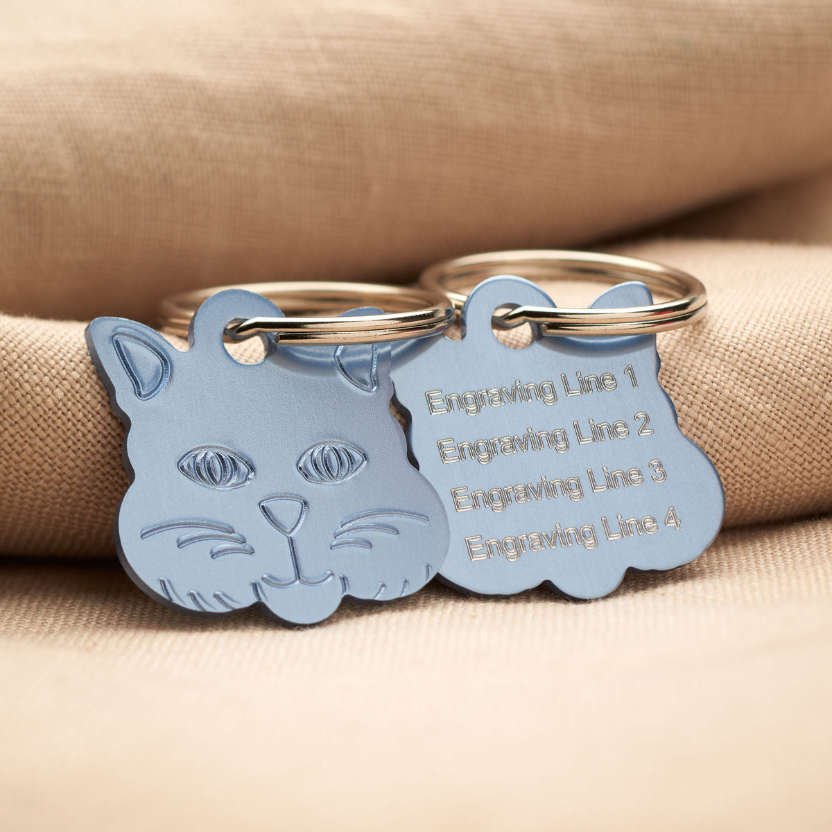 Cat Face Light Blue Aluminium Tag – The Pet Tag Store