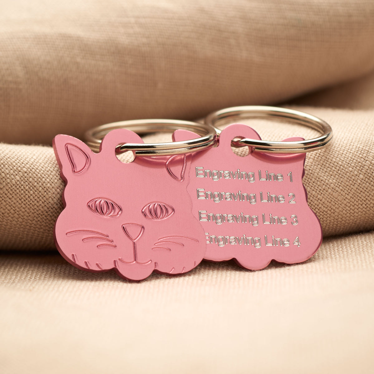Cat Face Pink Aluminium Tag – The Pet Tag Store