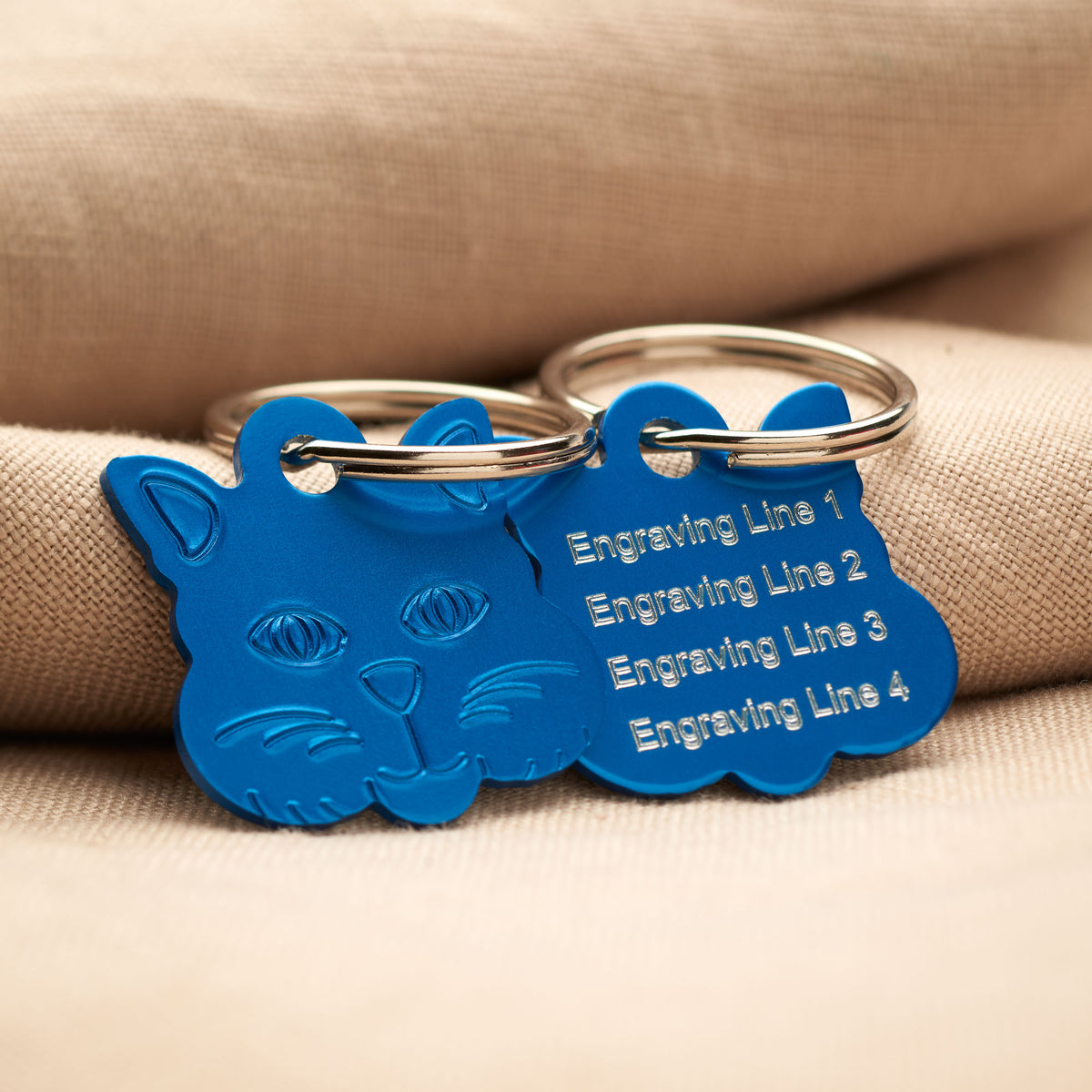 Cat Face Blue Aluminium Tag – The Pet Tag Store