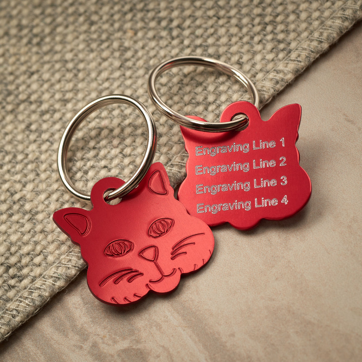 Cat Face Red Aluminium Tag – The Pet Tag Store