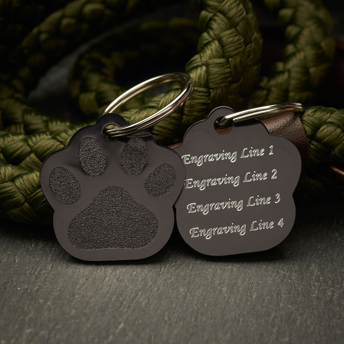 Paw Print Black Aluminium Tag – The Pet Tag Store